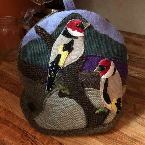 Hand Made Tweed Patchwork Cushion With Portrait of Coaltit or Any ...