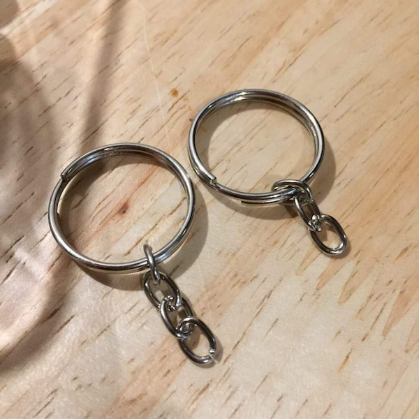 Silver Keychain Rings, 10 20 50 100 Pcs Key Rings With Chain, Bulk 20mm ...