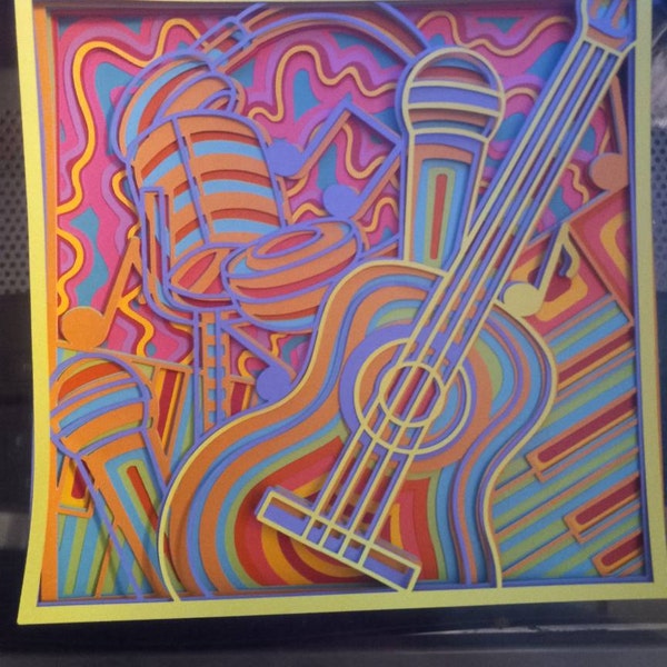 Musical Instruments 3D Mandala Svg, Multilayer Panel for Laser Cutting ...