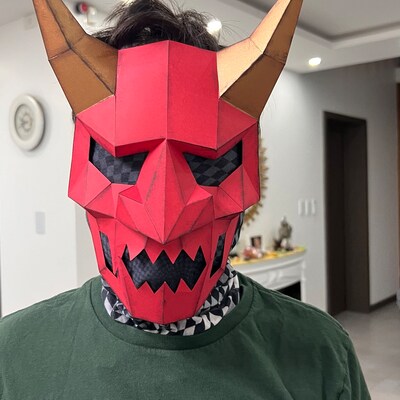 Japanese Demon Mask, Oni, Hannya DIY Paper Mask, Printable Template ...