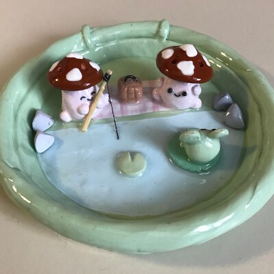 Mushroom Frog Clay Jewelry Dish Cottagecore Fairycore hand Made - Etsy