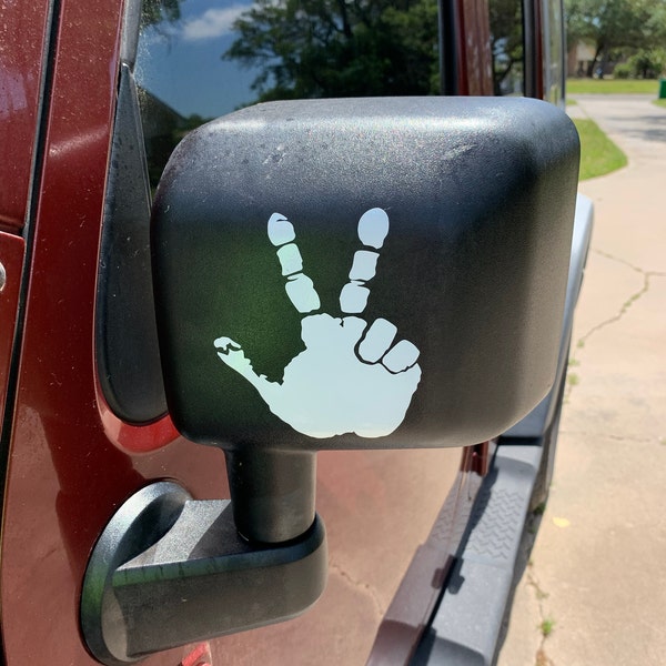 Set of 2 Hand Wave Peace Wave Decal for Jeep Side Mirrors Wave Decal ...