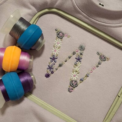 Machine Embroidery LETTER R Uppercase 15cm/6tall Dainty Floral Font 8x8 ...