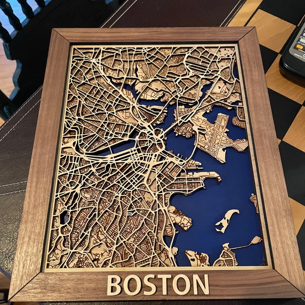 Custom 3D Map on Wood, Any City, Laser Cut/engraved, 5 Layers, Portland ...