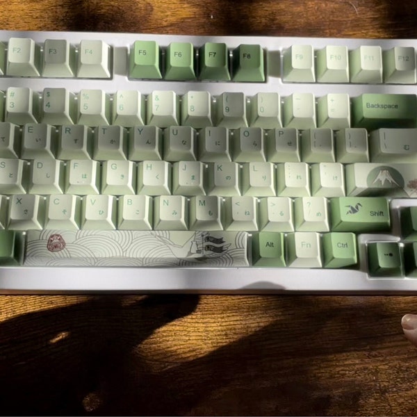 Matcha Cherry Keycaps Set, Resin PBT 87/96/104/108 Key, Mechanical ...