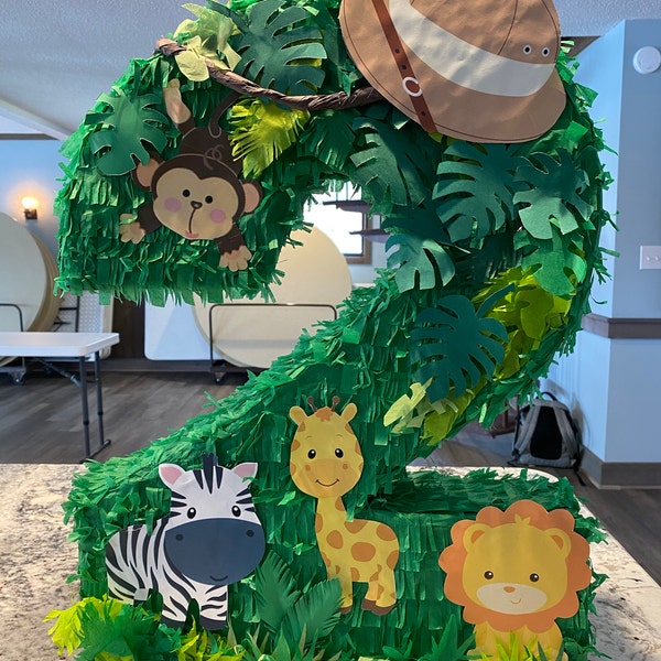 Number Two Animal Themed Pinata for Second Birthday Party Supply ...
