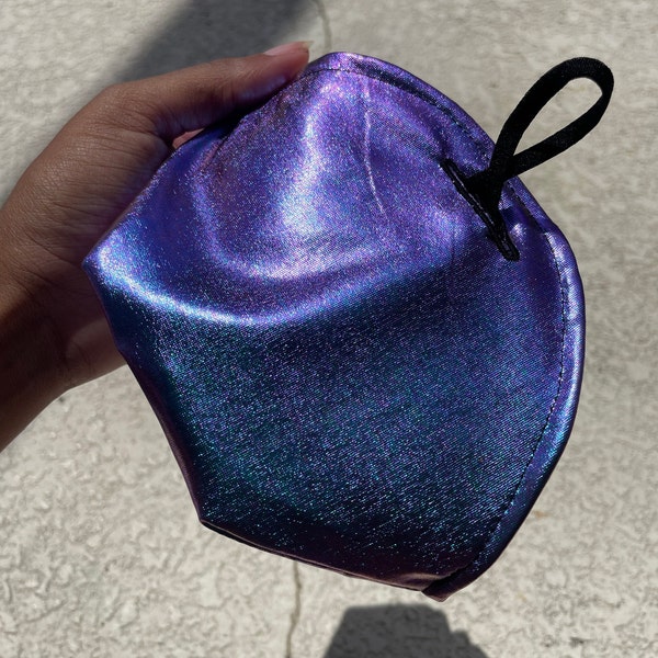 Reflective Disco Rave Face Mask, Festival Rainbow Iridescent Dressy ...