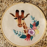Buy Giraffe Beginner Hand Embroidery Pattern, DIY Animal Hoop Art ...