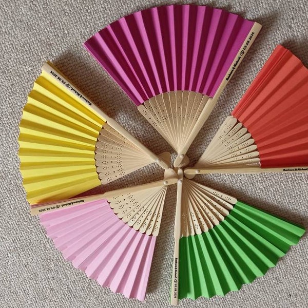 Custom Paper Fans on Handle and Fan Face. Printed Paper Fans With ...
