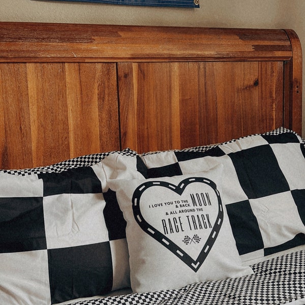 Checkered Throw Pillow, Racing Pillows, Racetrack Home Decor, Kids Room ...