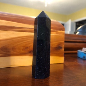 Blue Goldstone Point, Blue Sandstone Tower, Polished Sparkle Goldstone ...