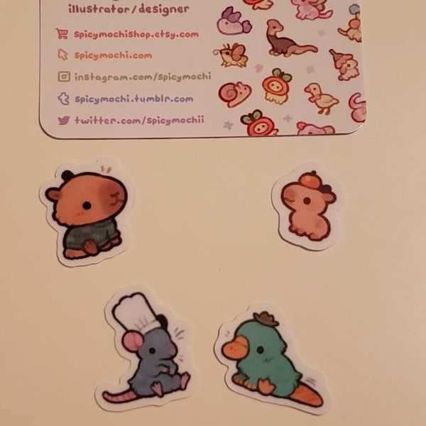 Little Chef and Secret Agent Mini Sticker Set of 2 / Cute Animal Vinyl ...