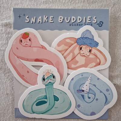Snake Stickers Snake Buddies Snake With Hats Sticker Pack Laptop Vinyl ...