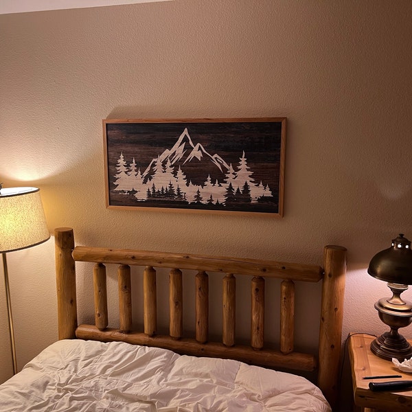 Mountain Wall Art - Cabin Art - Nature and Tree Art - Mountain Picture ...
