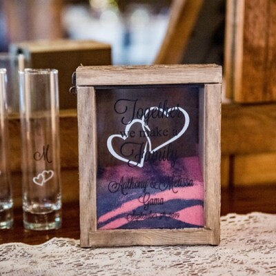 Sand Ceremony Set for Blended Family, Rustic Wedding Shadow Box Sand ...