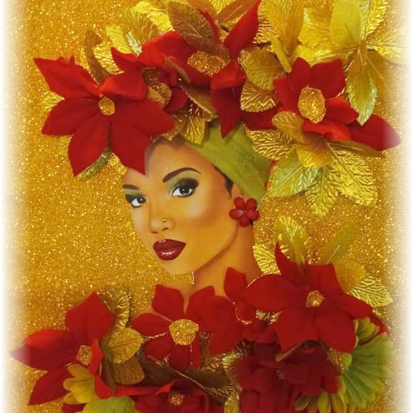 Diva Bundle 3 | Diva Head Canvas | Diva Head Wreath | Black Woman Art ...