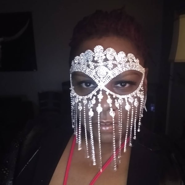 Rhinestone Masquerade Mask, Crown Mask, Bridal Mask, Mardi Gras Mask ...