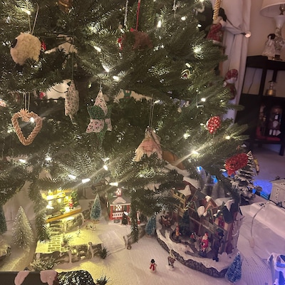 Vintage Ceramic Mold Village Scene Lighted Blue Sparkly 16 - Etsy