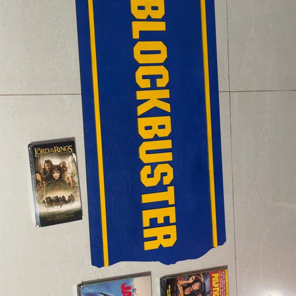 19" X 9" Blockbuster Video Wood Wall Decor Mancave Home Theater Room ...