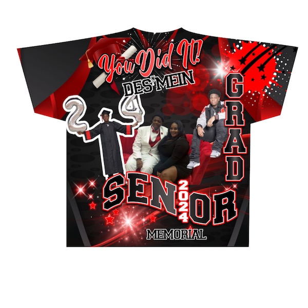 Red Black Senior Class of 2024 Graduation All Over 3D Editable Template ...