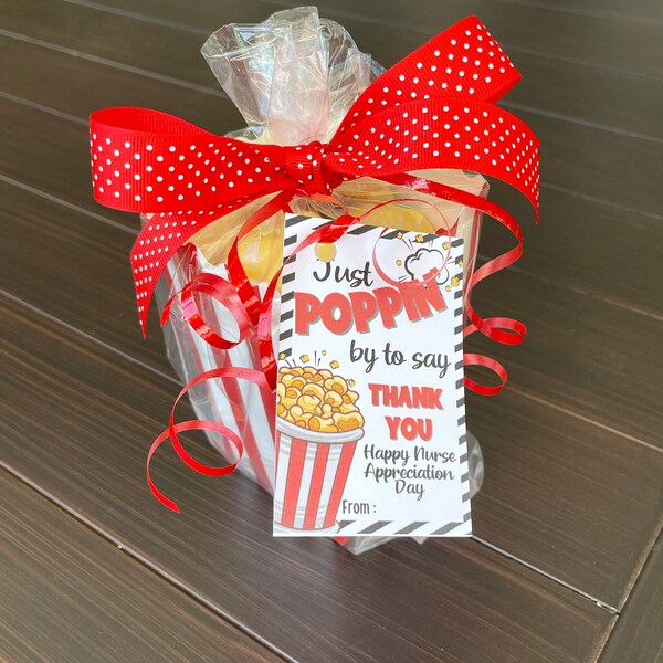 Popcorn Appreciation Gift Tag,just Poppin by to Say Thank You Gift Tag ...