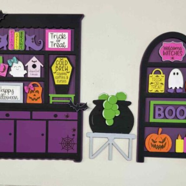 Halloween Mini Hutch DIY Kit: Spooky Shelf Sitter, Ghost & Potions - Etsy