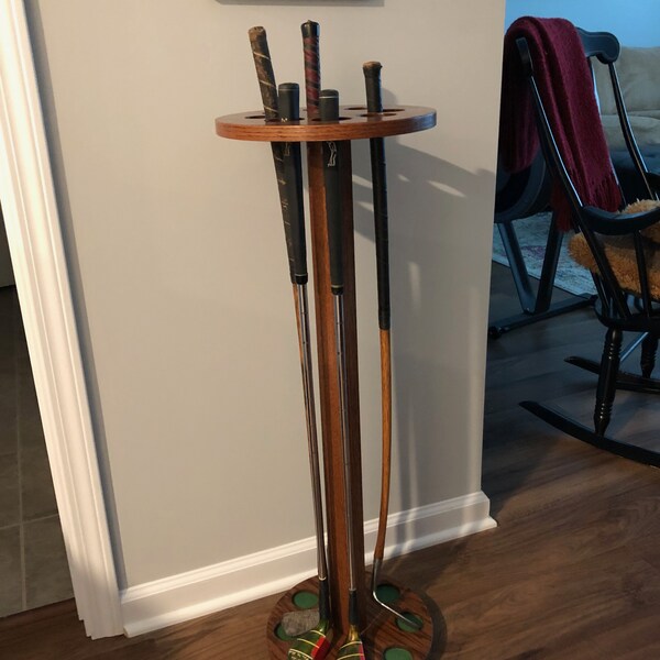 Golf Club, Putter Display Rack. ROTATING, 24 Club Oak Wood. Beautiful ...
