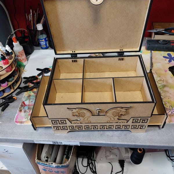 Laser Cut Jewelry Box With Sliding Lock File, 3mm, 1/8inch Box Svg Dxf ...