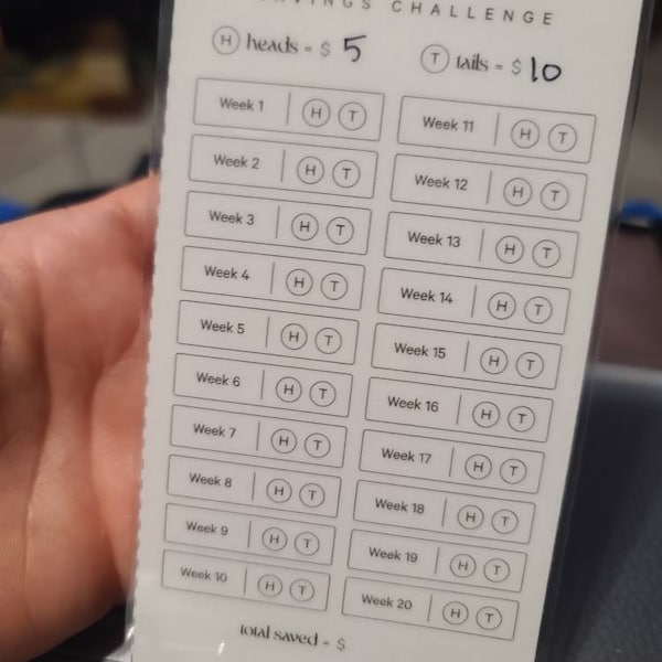 Heads or Tails Savings Challenge Coin Toss - A6 + A4 Printable PDF ...