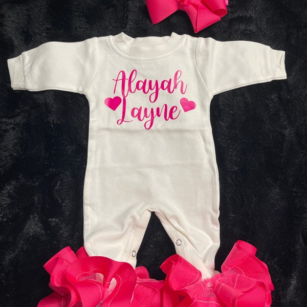 Baby Girl Outfit, Coming Home Outfit, Custom, Handmade Personalized Set, Babyshower Gift ...