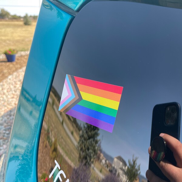 Progress Pride Flag LGBTQ POC Transgender Flag - Vibrant Color Vinyl ...