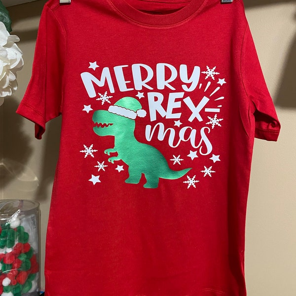 Merry Rexmas, Merry Rex-mas Svg, Funny Kids Dinosaur Christmas Shirt ...