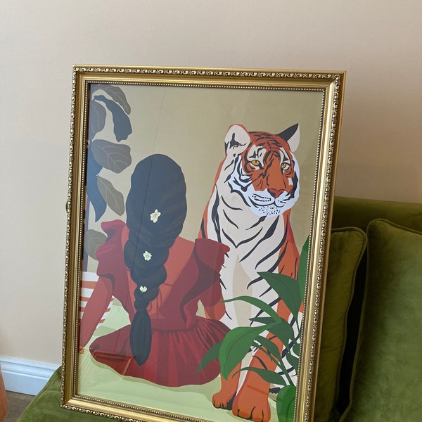 Indian Baddie Art, Indian Art, Indian Woman With Tiger Art, Tiger Print ...