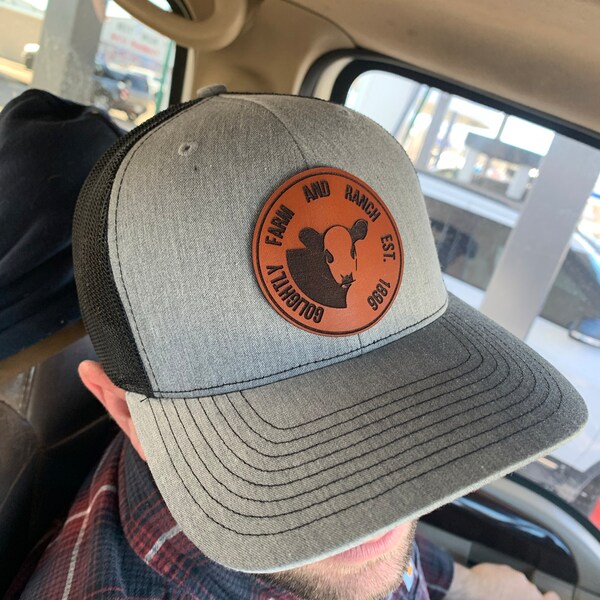 Custom Leather Patch Hat, Laser Engraved for Company Brand, Personalized Logo or Text ...