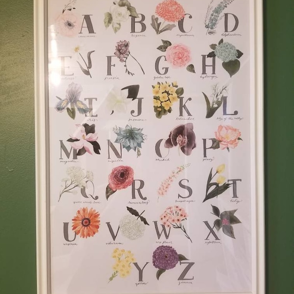 Botanical Alphabet Canvas Giclee Poster - 16"x24" // Alphabet Print ...