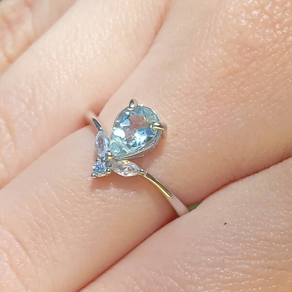 5x7mm Pear Prong Ring Settings Simple Rose Gold Plated Solid 925 ...