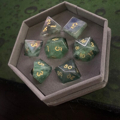 Green Fluorite Gemstone Dice chlorophane Hand Carved Polyhedral Dice ...