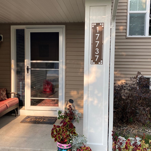 Vertical Address Plaque Art Deco Style, Custom Metal Powder Coated ...