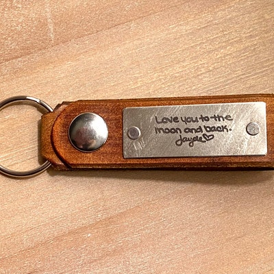 Your Handwriting Custom Leather Snap Keychain Personalized Leather Key ...