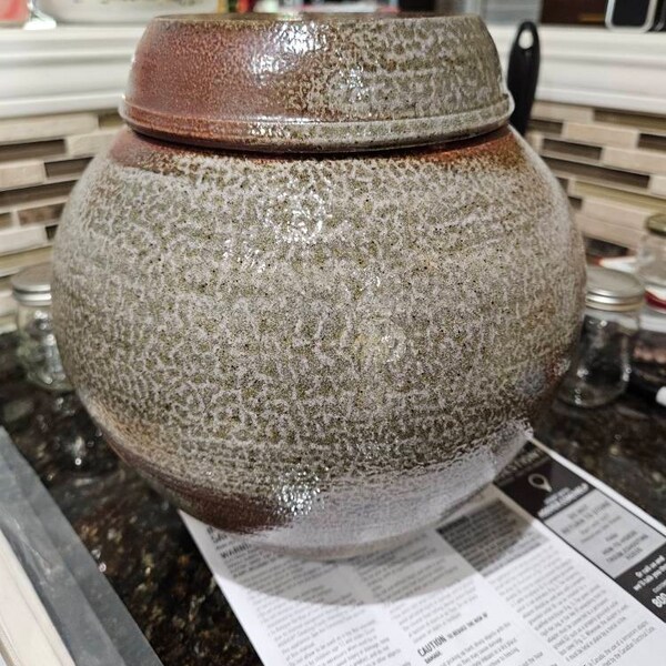 Fermentation Crock, 1 Gallon, Handmade Porcelain, Shino Glaze - Etsy