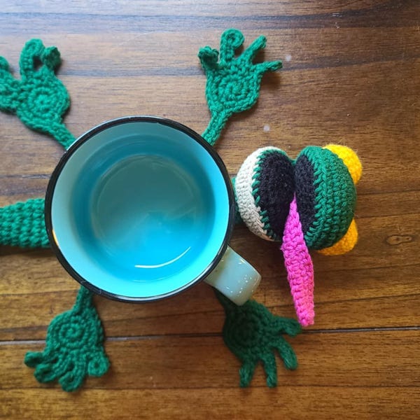 Crochet Pattern Coaster Splat Lizard Funny Handmade Design for Mug or ...