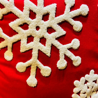 Embroidered Snowflake Throw Pillow Cover, Christmas Pillow, Holiday ...