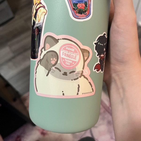 Please Handle With Love FRAGILE Sticker | Cat Meme Stickers | Kawaii ...