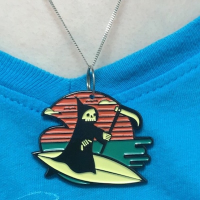Life's a Beach Enamel Lapel Pin Badge // Summer Inspired Grim Reaper ...