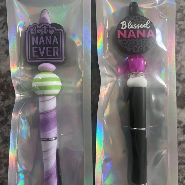 Pig Ink Pen // Silicone & Acrylic Beads Beaded Ink Pen // Many Options ...