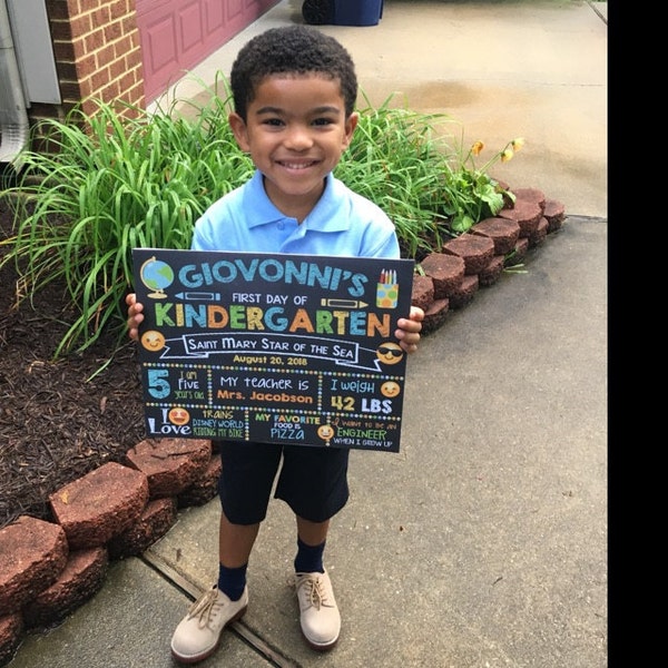 Printable Boy Emoji First Day of School Sign First Day of Preschool ...