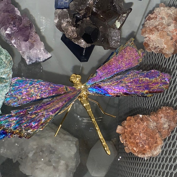 Aura Tourmaline Dragonfly | Aura Crystal Dragonfly | Unique Decor ...