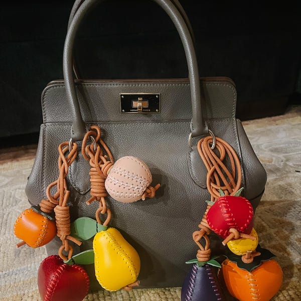 Genuine Leather Yellow Pear Bag Charm,fruit Handbag Charm,purse ...