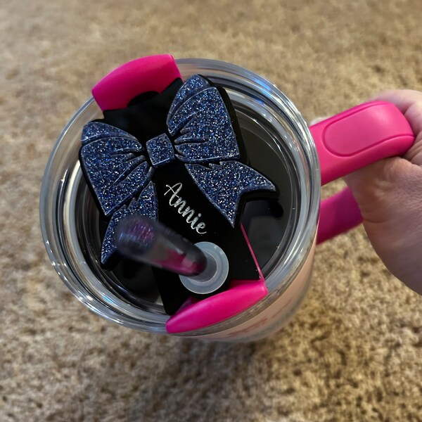 Cheer Bow Tumbler Topper, Personalized, Fits Stanley H2 Tumblers 20oz ...
