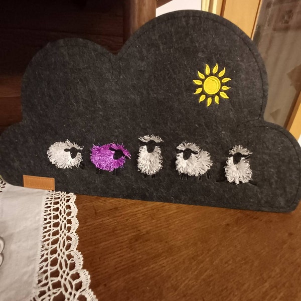 Fuzzy Sheep Lamb SET of 5 Types and 5 Sheep in Row Fringed Machine ...
